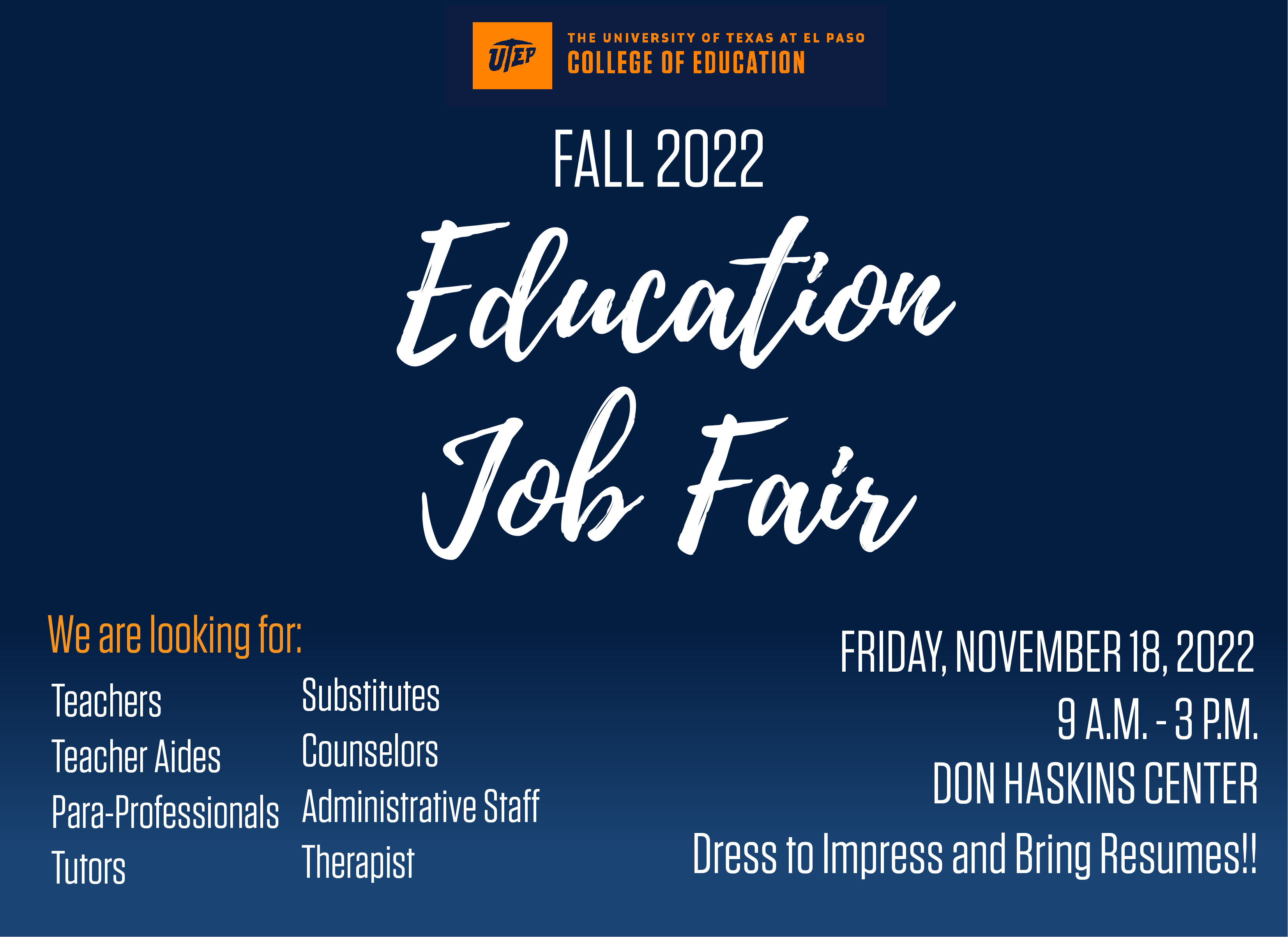 Fall 2022 Education Job Fair